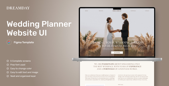 DreamDay - Wedding Planner Website Figma Template by peterdraw | ThemeForest